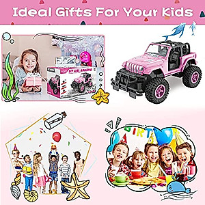 NQD Pink RC Cars 1:16 Scale with DIY Sticker, Remote Control Car for Girls, 80 Min Play 2.4Ghz Jeep RC Trucks,Little Girl Toys Gifts for 4-5 6-7 8-10 Years Old