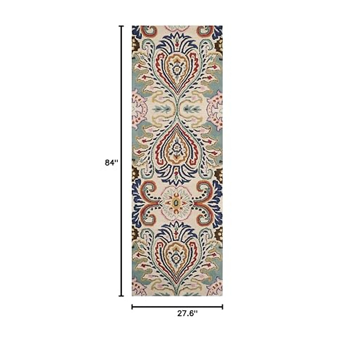 SAFAVIEH Bella Collection 2'3" x 7' Ivory/Blue BEL118A Handmade Boho Premium Wool Runner Rug
