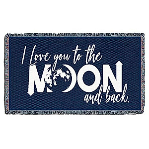 Pure Country Weavers I Love You to The Moon and Back Blanket Blue - Gift Tapestry Throw for Back of Couch or Sofa - Woven from Cotton - Made in The USA (61x36)