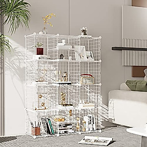 C&AHOME Wire Cube Storage, Wire Cube with Large and Small Dividers, Metal C Grids Organizer Shelving, Ideal for Closet Cabinet, Bedroom, Living Room, Home, Office, Dormitory White UWCSMP12W