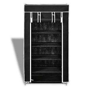 QJBSAVVA Fabric Shoe Cabinet with Cover 23" x 11" x 42" Black,Shoe Rack Organizer Closet Show Rack Shoe Bench Closet Shelf Suitable for doorways, Front Rooms, bedrooms