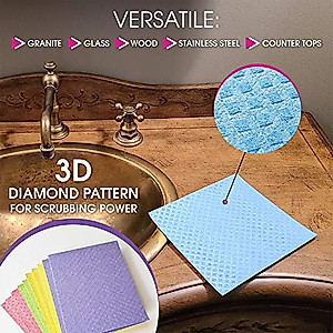 PINK RHINO LABS Swedish Dishcloths for Kitchen – Absorbent Kitchen Towels and Dishcloths Sets - Reusable Paper Towels - Dish Cloths for Washing Dishes and Cleaning Kitchen – Cellulose Sponge Cloths