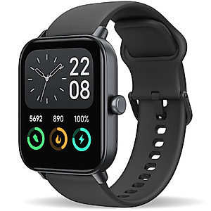 Smart Watch for Women Men (Answer/Make Call) with Alexa Built-in, iPhone Android Compatible, Sleep and Fitness Tracker Heart Rate Blood Oxygen Monitor 1.8 Touch Screen Bluetooth Watch Black