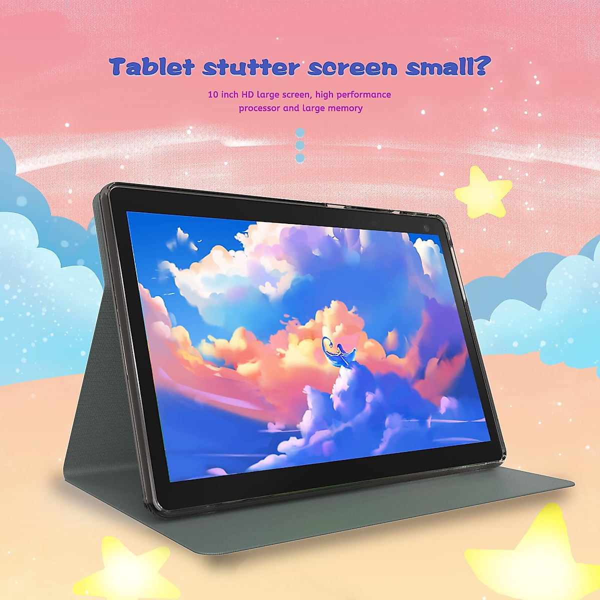 ATOZEE Kids Tablet, 10 Inch Tablet, Android Kids Tablet, WiFi Bluetooth Dual Camera Safety Eye Screen, Parental Control App, 32GB ROM 2GB RAM Quad Core CPU, with Cartoon Tablet Protective Cover.
