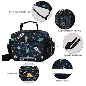 Kids Space Galaxy Lunch Box Planet Rocket Reusable Insulated School Lunch Bag Cooler Cooling Lunch Tote Bag for Boys,Girls,Travel,Picnic（20202498）