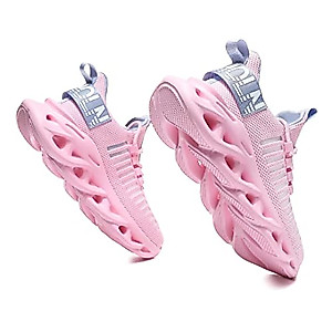 Jakcuz Slip on Sneakers for Women Running Athletic Sports Fitness Cushioning Tennis Shoes Pink Blue Shoes Women Gym Shoes Size 10.5