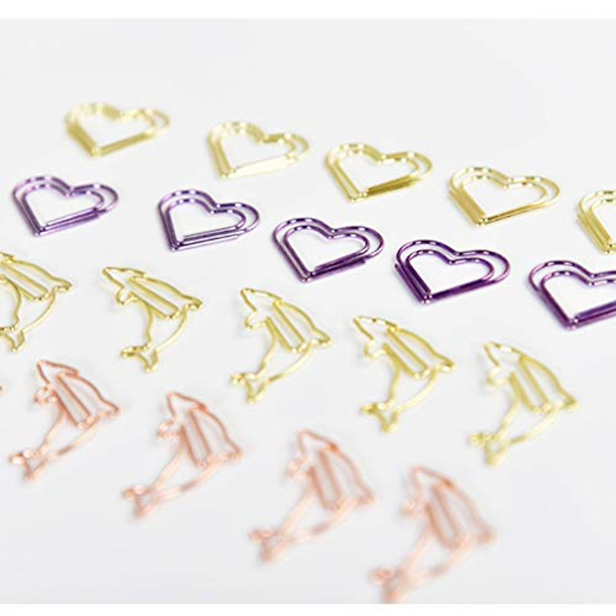 NUOBESTY 20Pcs Love Heart Shaped Paper Clips Holder Metal Note Clips Bookmark Marking Clamp Page Marker Document Organizing Clip for Office School Wedding Decoration Purple