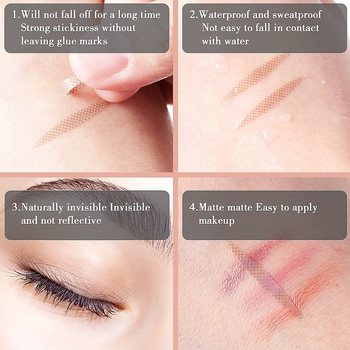 Queekay 864 Pcs Eyelid Lifters Strips Natural Invisible Eyelid Tape Droopy Eyelid Tape Double Single Eyelid Stickers Self Adhesive Eye Lid for Hooded Droopy Uneven Mono Eyelids