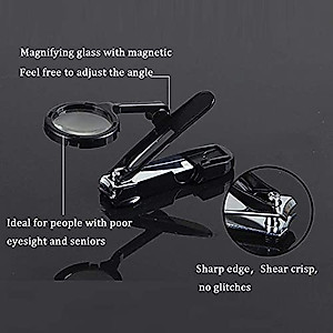 Guinea Pig Nail Clippers with Magnifying Glass Stainless Steel Claw Toenail Trimmer for Small Animal Hedgehog Rabbit Hamster Ferret Hamsters Chinchilla Sugar Glider Pet Grooming Supplies (Black)