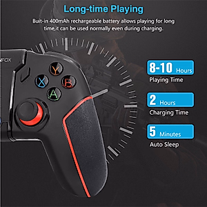Sinfox Mobile Game Controller, 2.4G Wireless Gaming Controller, Dual-Vibration Bluetooth Game Controller Compatible with Android Phone/iOS 11.0-13.3.1/PC Windows7,8,10/TV Box/PS3/Tablets/Switch