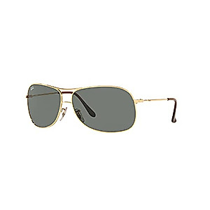 Ray-Ban RB3267 Metal Aviator Sunglasses, Gold/Green, 64 mm