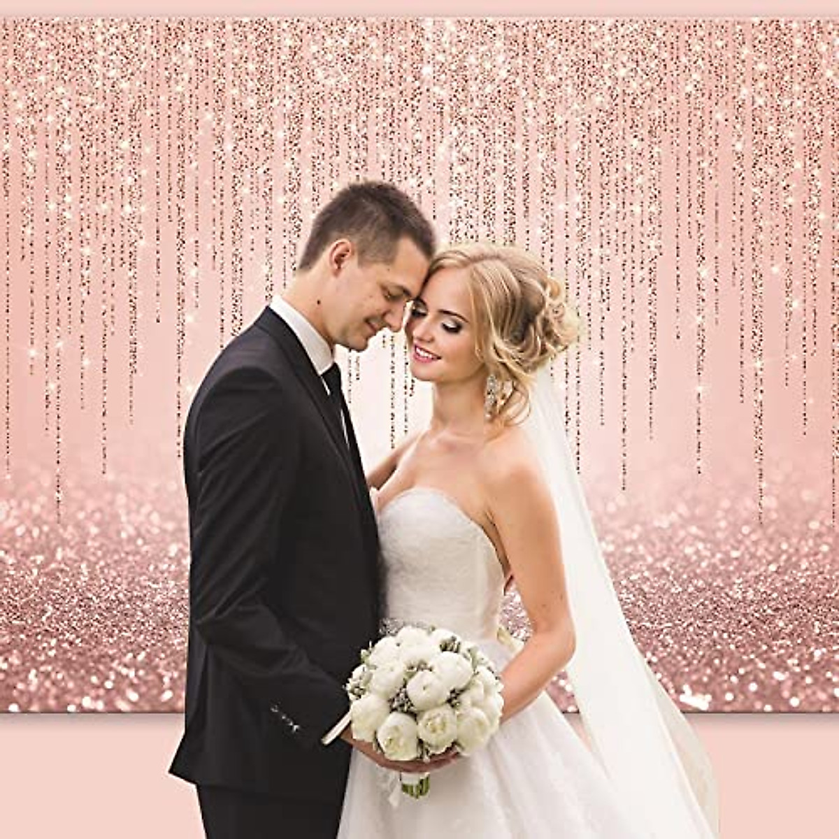 Avezano Rose Gold Glitter Backdrop Rose Gold Sweet Pink Birthday Party Background for Women Girls Vinyl Rose Gold Birthday Baby Shower Banner Kids Portraits Photo Props
