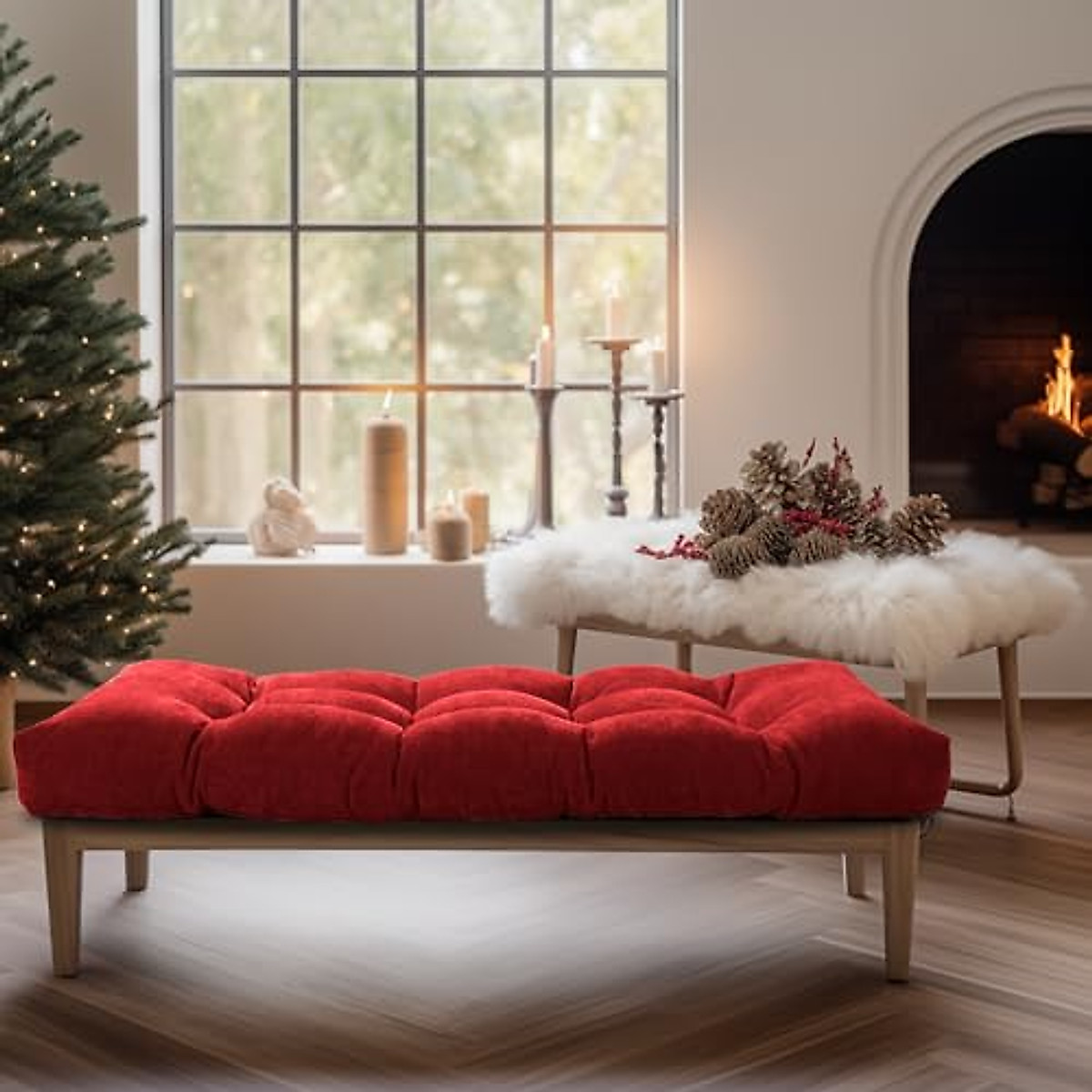 Focuprodu Bench Cushion 45 inch, Bench Cushions for Indoor Furniture, Durable Stain Resistant Outdoor/Indoor Bench Seat Cushion(45x18x4 inch, Burgundy)