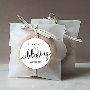 Andaz Press Circle Gift Label Stickers, Thank You for Celebrating with Us, White, 40-Pack, Round Thanks Label Thank You Wedding Stickers Thank You Stickers 2 Inch Wedding Stickers for Favors