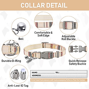 GAMUDA Dog Harness Collar and Leash Set, Dog Harness, No Chock No Pull Adjustable Vest Harnesses Plaid Reflective for Medium Dog, Cat, Small Horse, Small Bull and Pig (Beige, S)