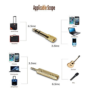 SUNYIN Amp Cord for Electric Guitar,10-Feet Electric Instrument Guitar Bass Cable,Straight to Right Angle Guitar Amp Cord with Gold Plated 3.5mm&6.5mm Stereo Adapter,Audio Cable,4 Picks