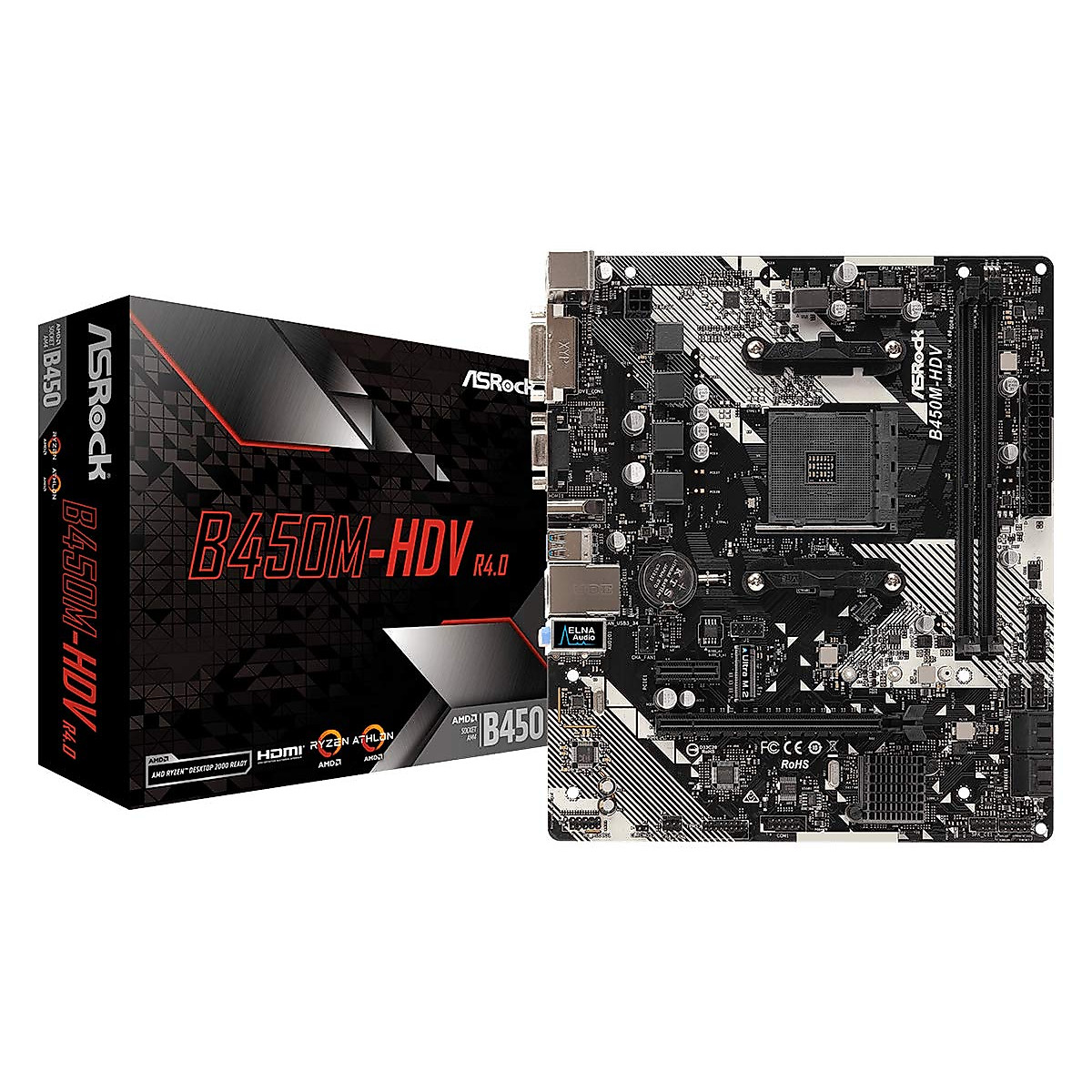 ASRock B450M-HDV R4.0 AM4 AMD Promontory B450 SATA 6Gb/s Micro ATX AMD Motherboard