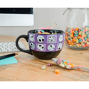 Disney The Nightmare Before Christmas Jack Expressions Ceramic Soup Mug | Bowl For Ice Cream, Cereal, Oatmeal | Large Coffee Cup For Espresso, Caffeine | Home & Kitchen Essentials | Holds 24 Ounces