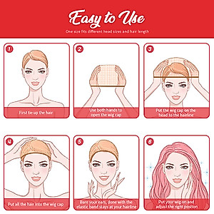 Fandamei 6 Pcs Stocking Wig Caps, Light Brown Stocking Caps For Wigs, Stretchy Nylon Wig Caps for Women, Girls, Kids