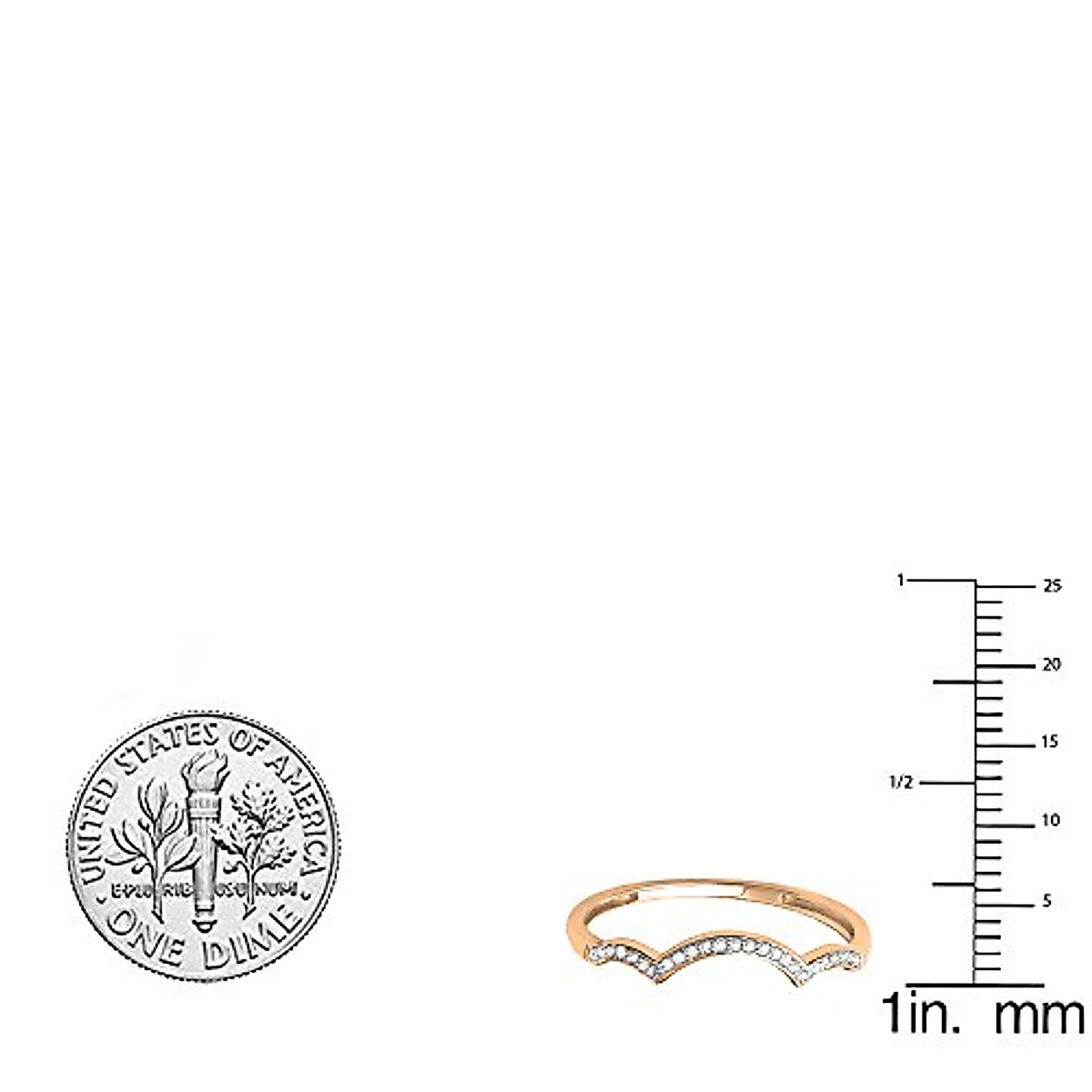 Dazzlingrock Collection 0.10 Carat (Cttw) Round White Diamond Stackable Wedding Contour Band in 14K Rose Gold Size 6.5