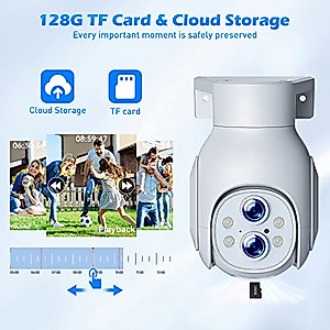 2K Security Camera Wireless Outdoor, Dual Lens Camera for Home Security, 360 PTZ Camera, 2.4G WiFi Camera with Color Night Vision/AI Human Detection & Auto Tracking/10X Hybrid Zoom/IP66