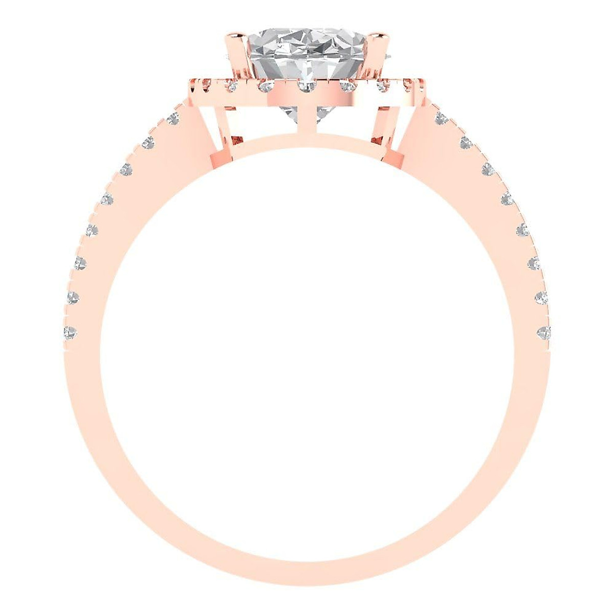2.27 Ct Brilliant Oval Cut Clear Simulated Diamond 14K Rose Gold Solitaire with Accents Engagement Anniversary Ring Size 5.75