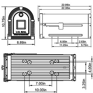Brunswick Large, Steel, Post Mount Mailbox, Black with Brushed Nickel