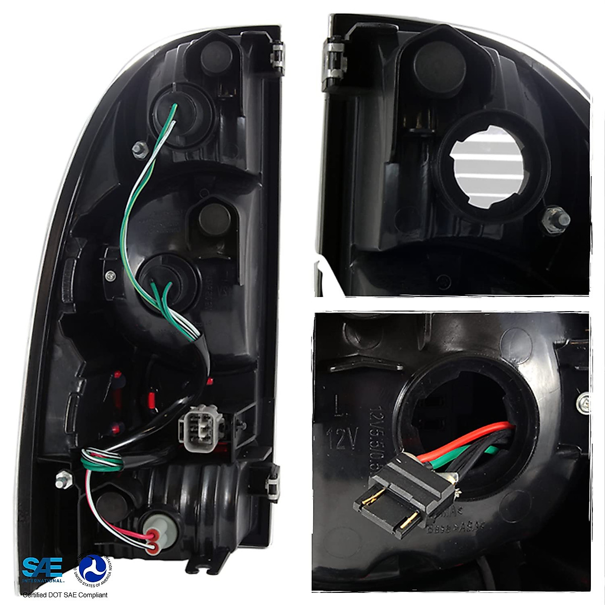 AKKON - For 2005-2015 Toyota Tacoma Factory Style Black LED Pair Tail Lights Brake Lamps Replacement