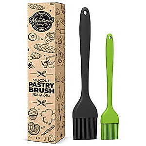 Silicone Basting Pastry Brush Set (2 Pack) COMMERCIAL GRADE Large and Small Brushes - Kitchen Oil Brush Set for Baking, Cooking, Barbecue BBQ, Marinating and Basting Dishwasher safe Food Grade