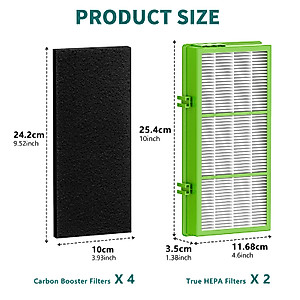 EGR HAPF300AH Remover True HEPA Filter, EGR AER1 Filters Replacement for Holmes Air Purifier, Parts HAPF300AH-U4R & HAP242-NUC - 2 True HEPA + 4 Pre Filter