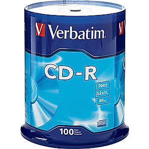 Verbatim CD-R Blank Discs 700MB 80 Minutes 52X Recordable Disc for Data and Music - 100pk Spindle,Silver and Verbatim CD/DVD Paper Sleeves-with Clear Window 100pk
