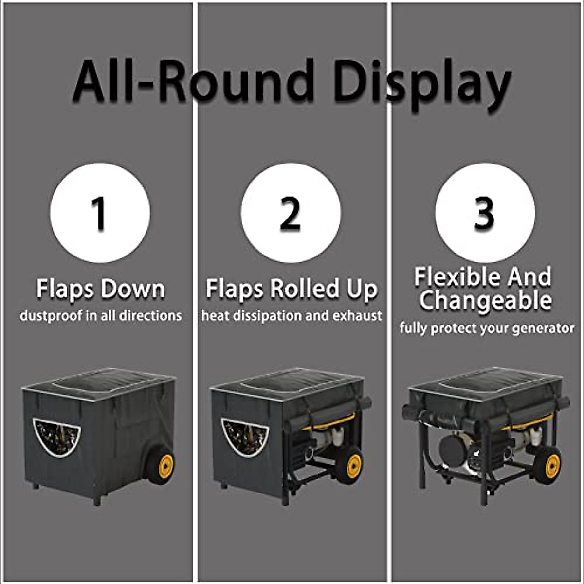 GEHENG Generator Covers While Running,100% Waterproof Generator Cover,All Weather Use, 32"x24" X24 ", Super Heavy Duty 600D Waterproof Polyester Tarp 100% Waterproof, Tear Resistant, Black.