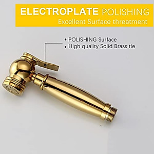 IIPOSAQQ Hand Held Bidet Sprayer Shiny Titanium Gold Solid Brass Toilet Douche Kit Shower Head Copper Valve Faucet Set (Color : A) (B)