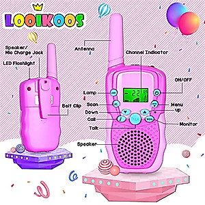 LOOIKOOS Walkie Talkies for Kids, 3 KMs Long Range Walky Talky Radio Kid Toy Gifts for Boys and Girls 3 Pack