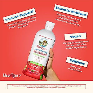 Multivitamin Multimineral for Women Men & Kids by MaryRuth's | No Added Sugar | Vegan Liquid Vitamins for Adults & Kids | Mens, Womens Multivitamin | Energy & Beauty Booster | 32oz (Package May Vary)
