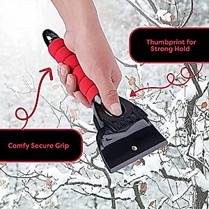 SCRUBIT Ice Scraper for Car Windshield, Foam Gripped Snow Scraper for Car SUVs and Small Trucks, Strong teethed Scraper for Ice and Snow, Compact Ice Crusher