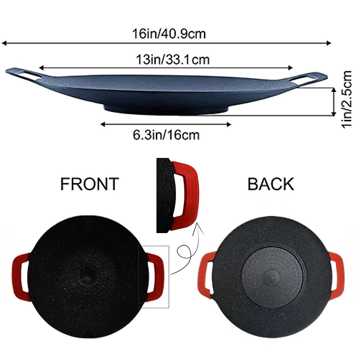 IFASHIHOME Korean Style BBQ Grill Pan,13" Non-stick Smokeless Circular Grill Pan with Silicone handle,Medical Stone Coated Barbecue Stovetops Frying Pan for Indoor Outdoor Camping baking Pan