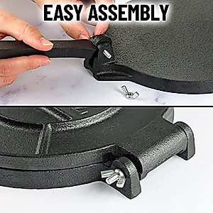 Zulay Cast Iron Tortilla Press 8 Inch - Pre Seasoned with 100 Pieces Parchment Paper - Heavy Duty Roti Maker and Flour Tortilla Press for Quesadilla, Naan, Chapati, Samosa, Poori, Saj Bread, Lahmacun