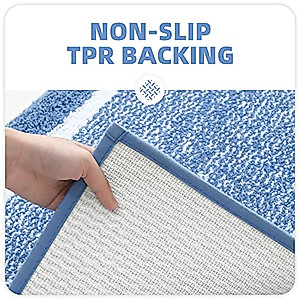 Color G Bathroom Rug Mat, Ultra Soft and Water Absorbent Bath Rug, Bath Carpet, Machine Wash/Dry, for Tub, Shower, and Bath Room (24"x35", Blue and White)