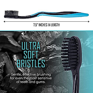 Dental Check 12 Pack Toothbrush, Natural Teeth Whitening Solution, Ultra-Soft Bristles for Dental Care, Angled Bristles for Hard-to-Reach Areas, Clean Away 99% of Plaque & Brighten a Smile (Charcoal)