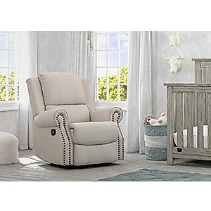 Delta Children Dylan Nursery Recliner Glider Swivel Chair, Flax