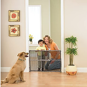 Safety 1st Vintage Wood Baby Gate with Pressure Mount Fastening (Gray)