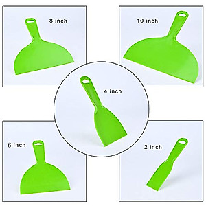 zYoung 5 Pcs Reusable Plastic Putty Knife Set Flexible Scraper Tool Flexible Paint Scrapers Tool for Decals, Wallpaper, Baking, Wall and Car Putty, Spackling, Patching and Painting