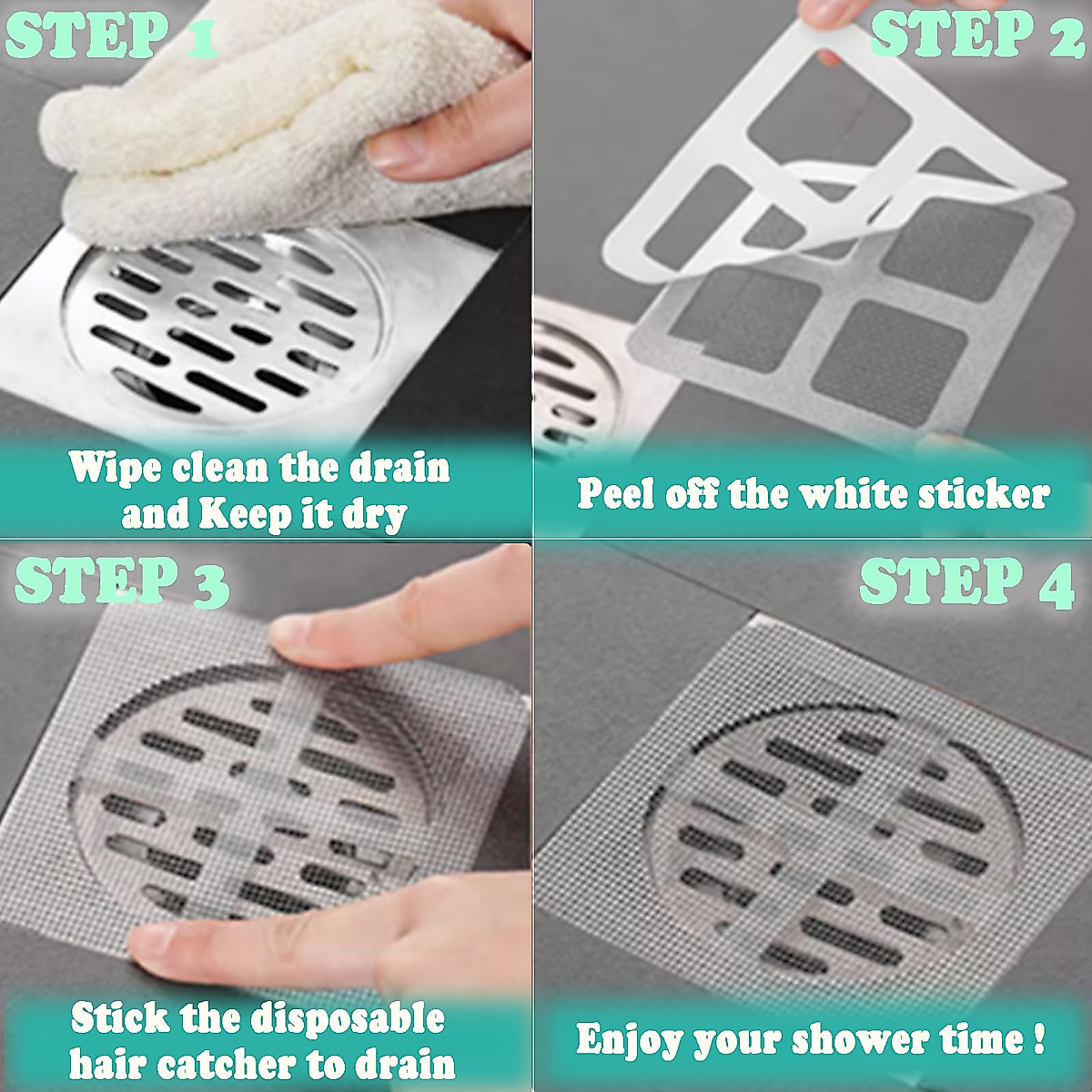 35 pc-Pack Disposable Shower Drain Hair Catcher, Floor Drain Mesh Sticker Strainers, Shower Drain Cover for Bathtub, Bathroom and Kitchen Sink to Prevent Clogged Drains（ 4-inch quadrate