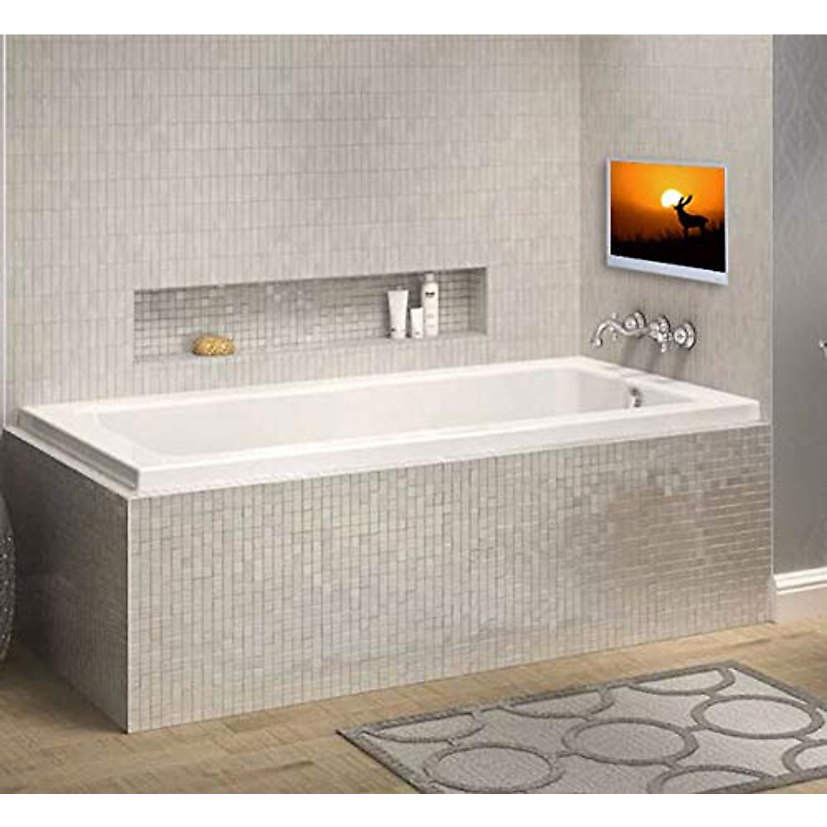 elecsung 22inch Smart Mirror TV for Bathroom IP66 Waterproof with Integrated HDTV(ATSC) Tuner and Built-in Wi-Fi & Bluetooth