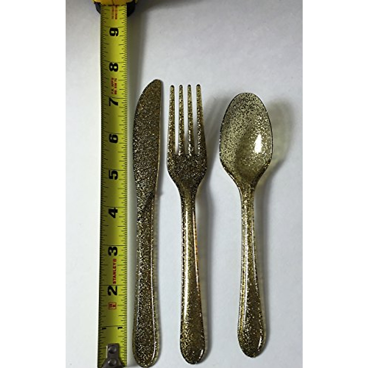 Creative Converting 24-Piece Premium Plastic Assorted Cutlery, Glitz Gold Glitter - 019805