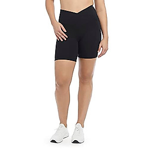Danskin Women's 2 Pack Bike Shorts 7" and 9", Black/Black, Large