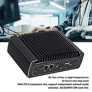Naroote Mini Computer, Internal Fanless Aluminum Alloy Industrial Computer SSD 128G for Automation (US Plug)