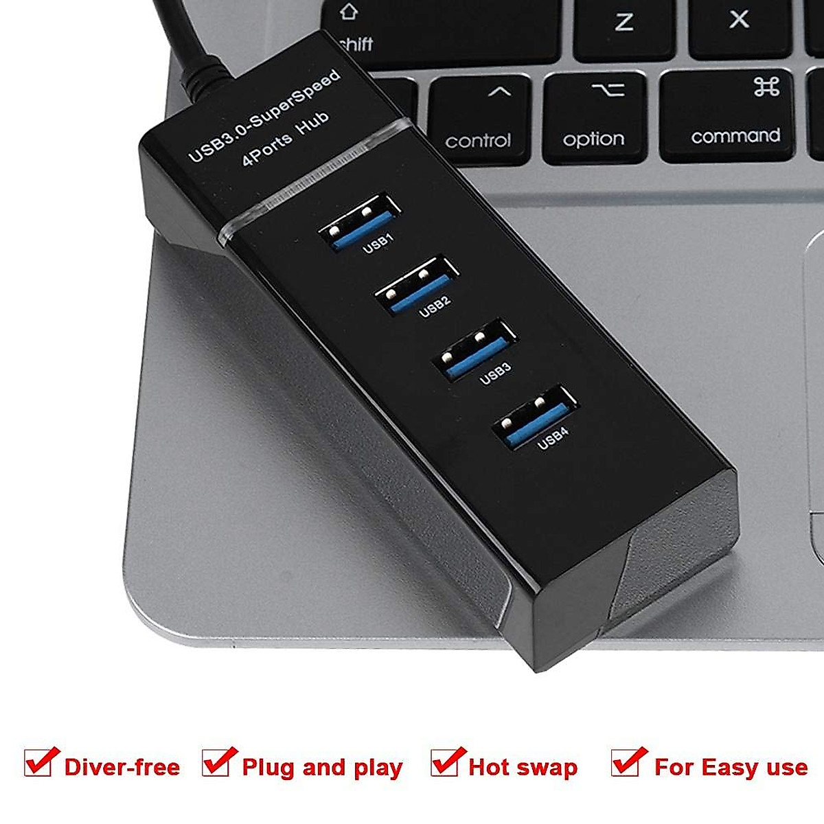 4 Port USB3.0 HUB - 5Gbps Charging Dock Station - Ultra-Slim - Plug & Play with LED - Charging Hub Adapter - for Phone/Tablet/PC/Windows