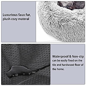 Plush Calming Dog Bed, Donut Dog Bed for Small Medium Large Dogs, Anti Anxiety Round Dog Bed, Soft Fuzzy Calming Bed for Dogs & Cats, Comfy Bed, Marshmallow Cuddler Nest Calming Pet Bed